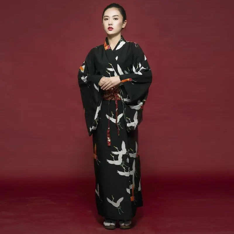 Black Japanese Kimono for Women 'Hotaka' – My Japan Clothes