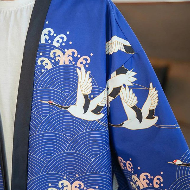 Crane Pattern Kimono Jacket 'Utsunomiya' – My Japan Clothes
