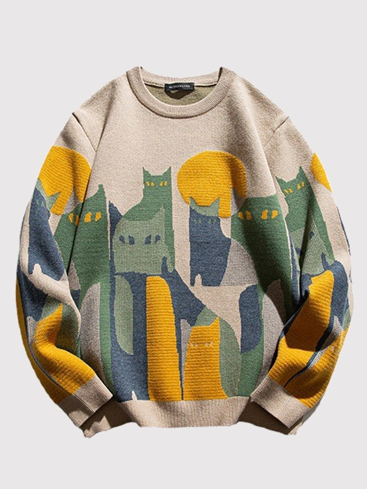 Japanese Cats Design Sweater 'Ryogoku' – My Japan Clothes