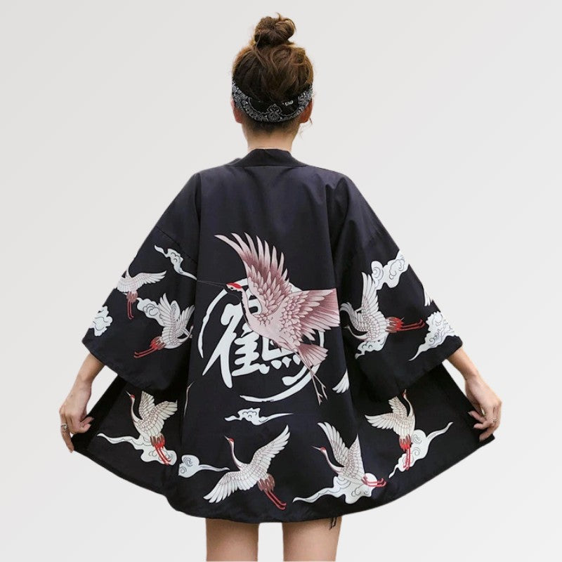 Japanese Cranes Design Kimono Jacket 'Kamen Rider' – My Japan Clothes