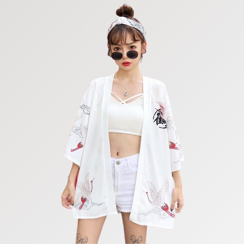 Japanese Cranes Design Kimono Jacket 'Kamen Rider' – My Japan Clothes
