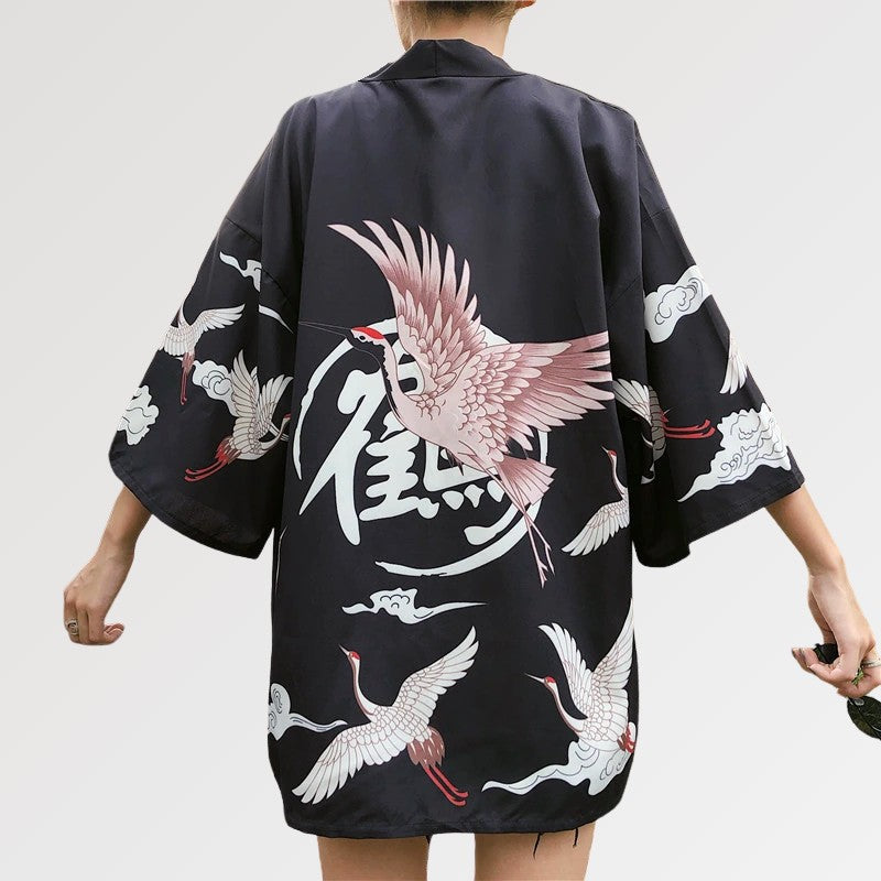 Japanese Cranes Design Kimono Jacket 'Kamen Rider' – My Japan Clothes