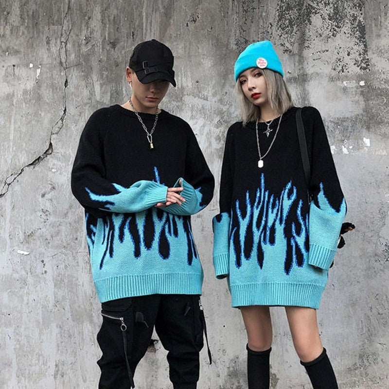 Japanese Flames Design Sweater 'Hono' – My Japan Clothes