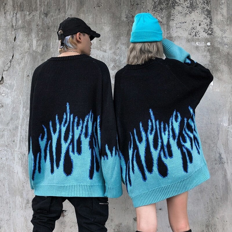 Japanese Flames Design Sweater 'Hono' – My Japan Clothes