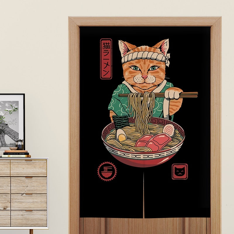 Japanese Noren 'Cat and Ramen' – My Japan Clothes