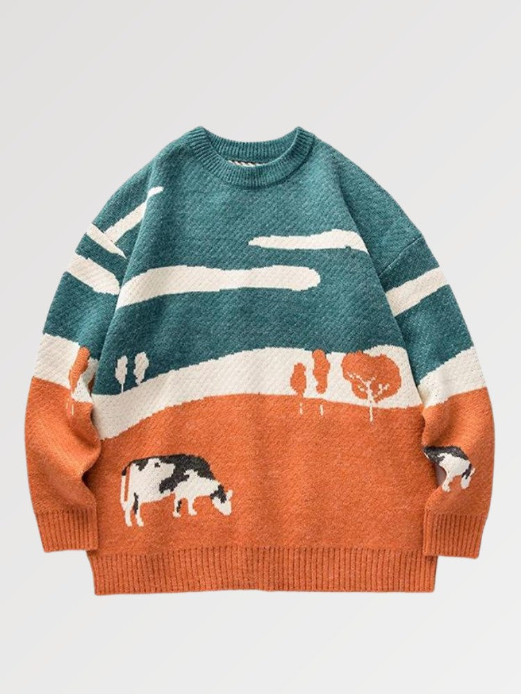 Japanese Sweater Cow Design 'Ushi' – My Japan Clothes