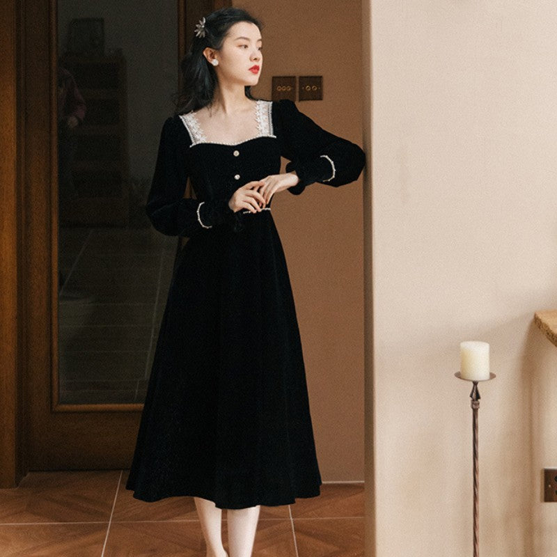 Japanese Velvet and Lace Dress 'Yoko' – My Japan Clothes