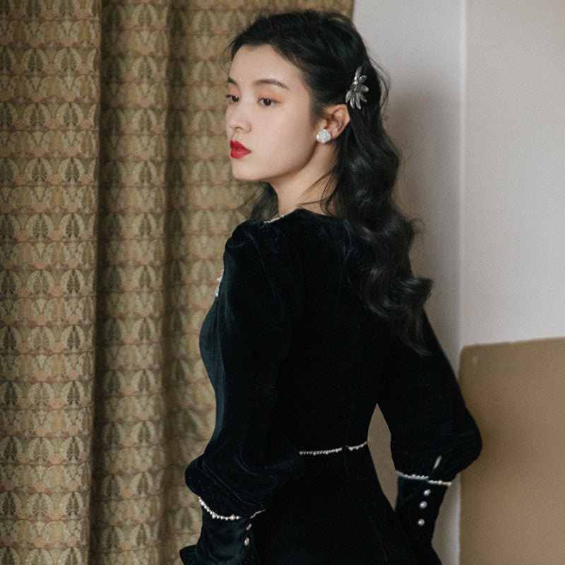 Japanese Velvet and Lace Dress 'Yoko' – My Japan Clothes