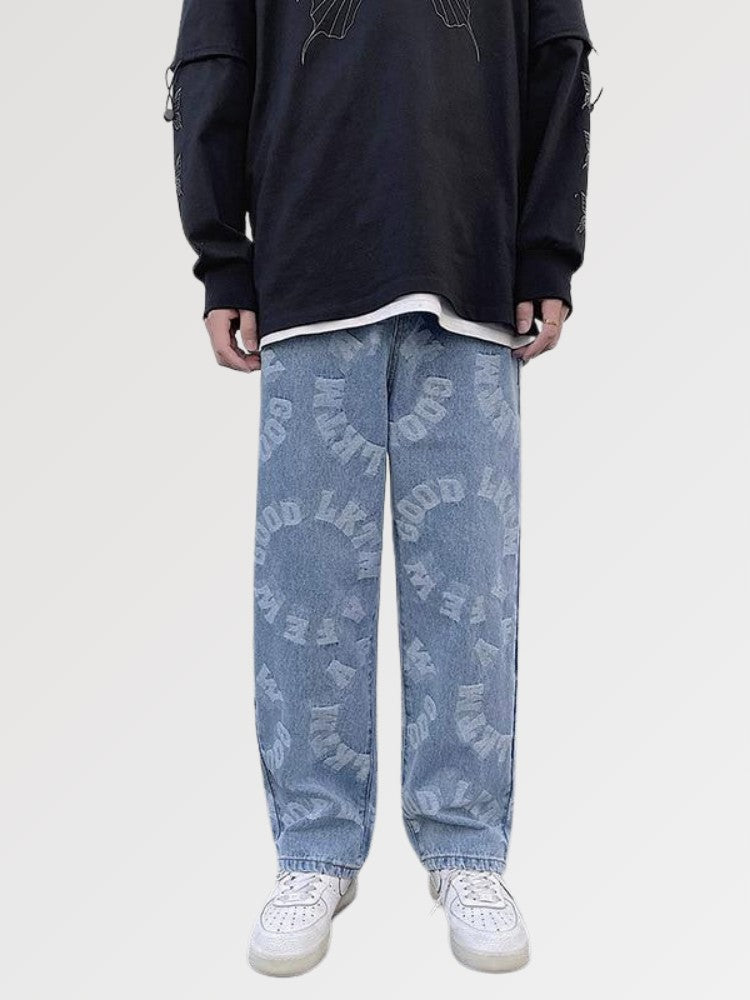 Mens Patterned Streetwear Jeans 'Unzen' – My Japan Clothes