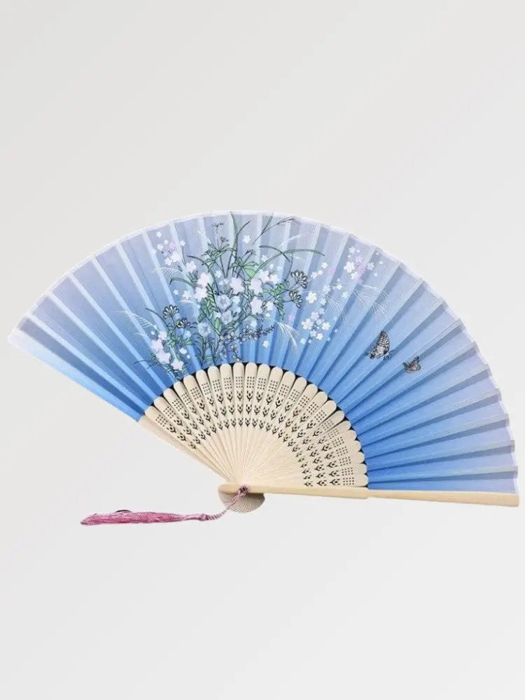 Sky Blue Traditional Japanese Fan 'Kyoto' – My Japan Clothes