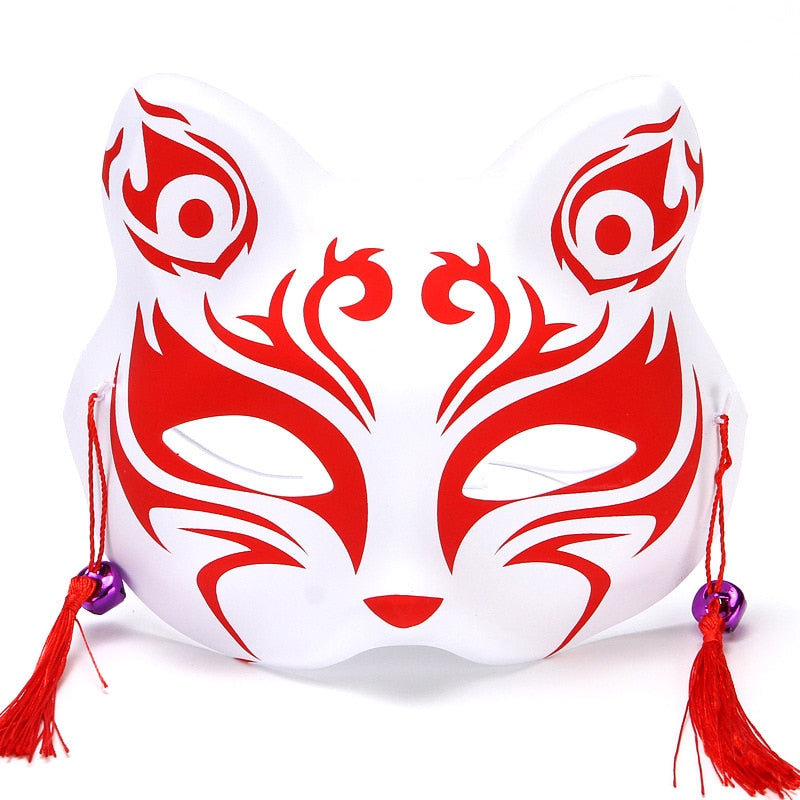 White and Red Kitsune Mask 'Uchu' – My Japan Clothes