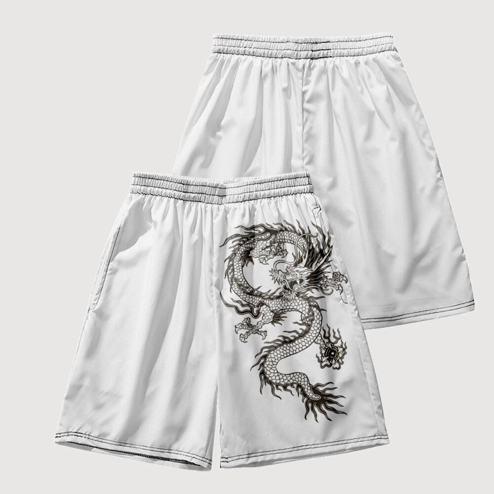 White Shorts Dragon Pattern 'Yami' – My Japan Clothes